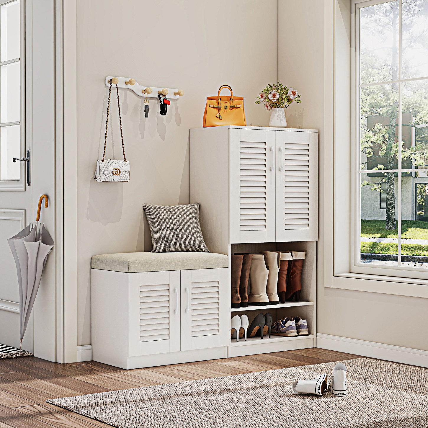 Beachcrest Home™ Multi Functional Shoe Storage Cabinet With Bench, Shoe ...