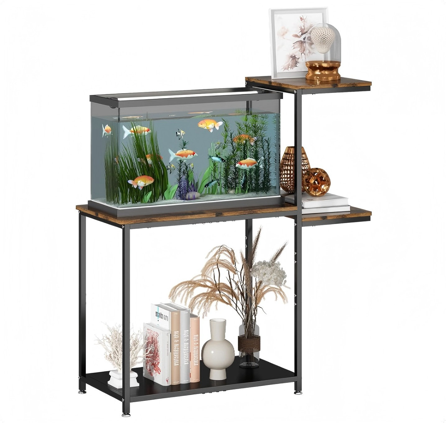 17 Stories 5-10 Gallon Fish Tank Stand, Metal Double Aquarium Stand ...