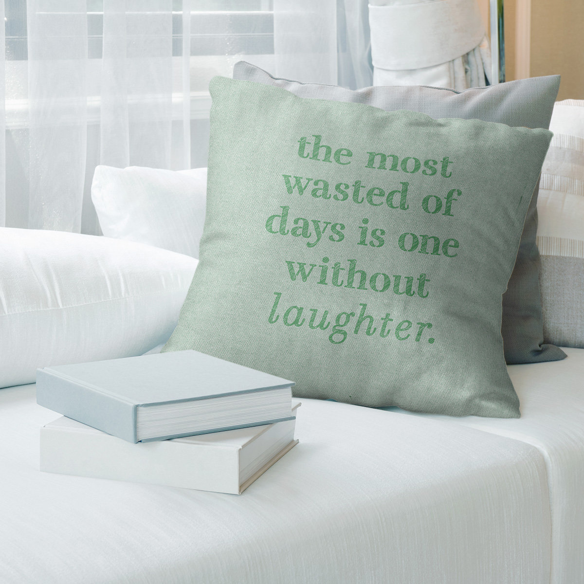 ArtVerse Handwritten Laughter Inspirational Quote Linen Pillow | Wayfair