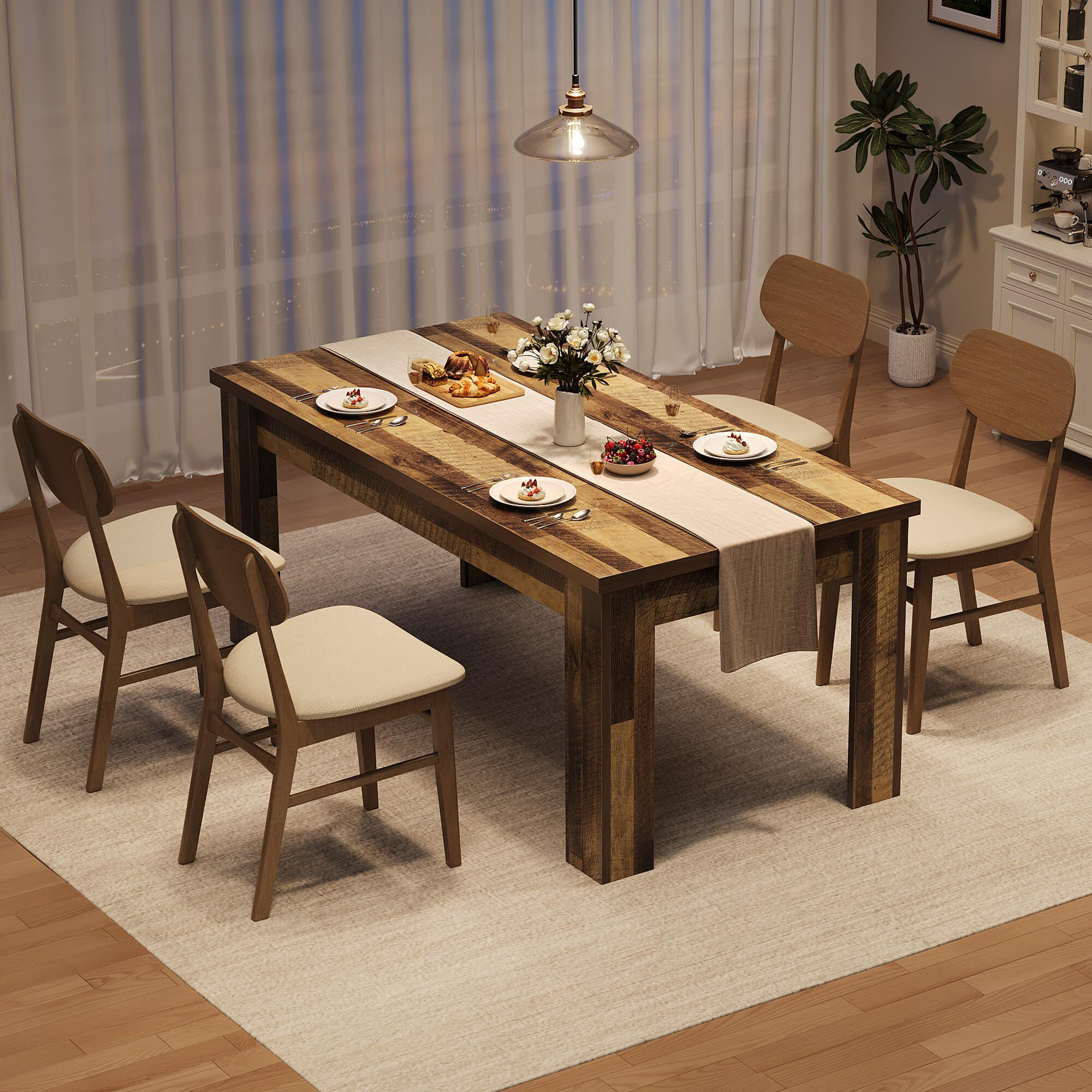 Millwood Pines Dining Table For 4~6, 63" Inch Dining Tables For 4 | Wayfair