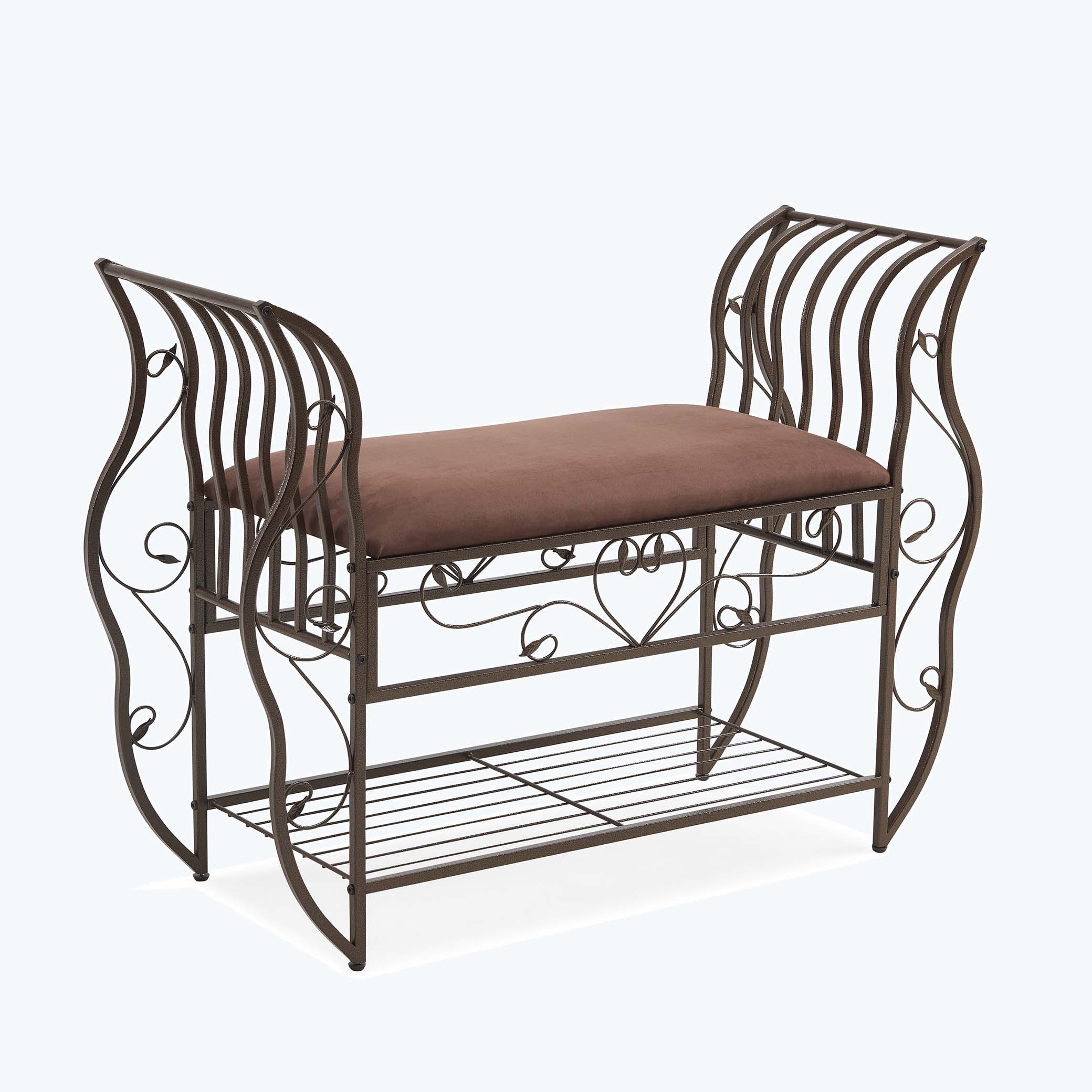 Ebern Designs Traditional Style End of Bed Bench, Upholstered Entryway ...