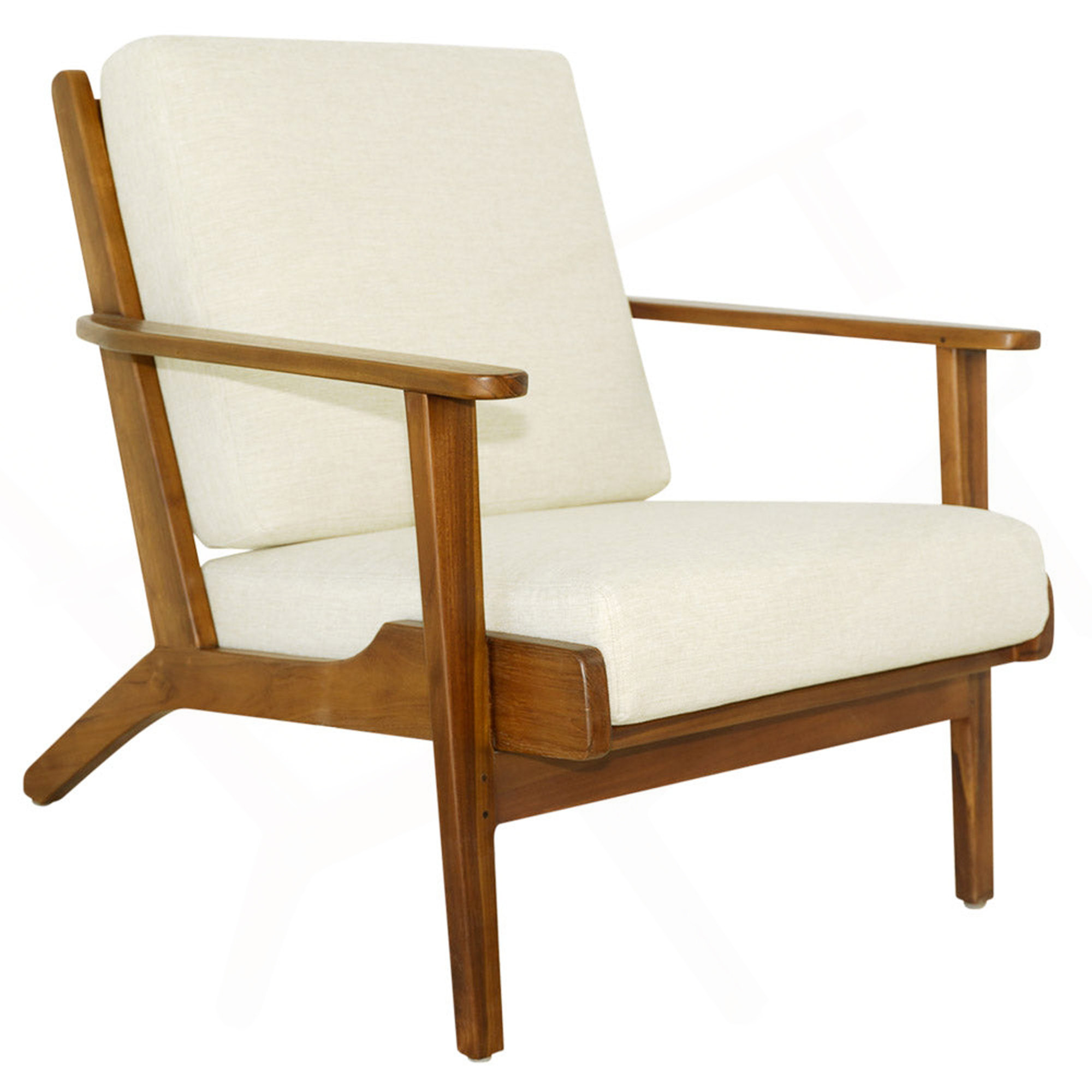 Corrigan Studio® Connor Solid Wood Linen Lounge Chair With Ergonomic ...