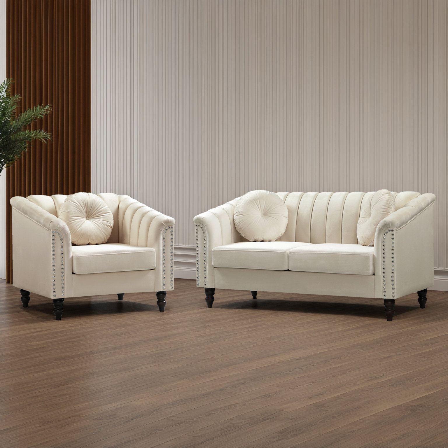 Cozy living Microfiber 2-Piece Couch Living Room Sofa Set - Wayfair Canada