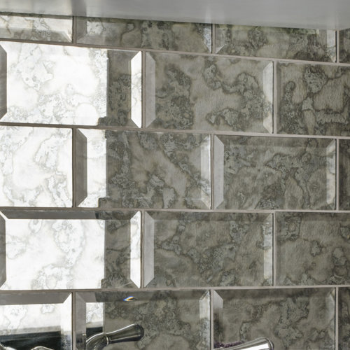 Merola Tile Lustre Beveled 3" x 6" Pressed Glass Singular Subway Wall ...