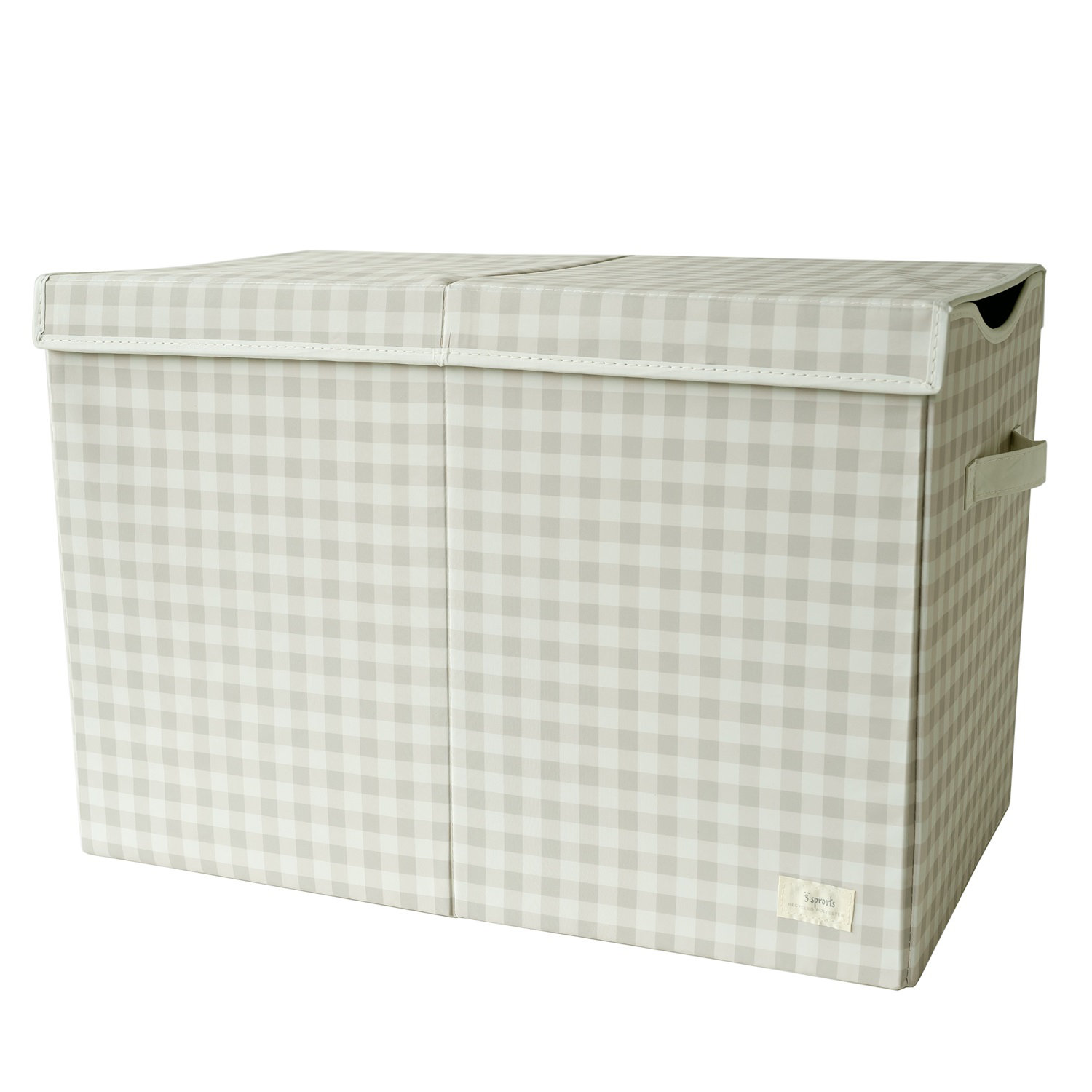 3 Sprouts Recycled Folding Chest - Gingham Beige - Wayfair Canada