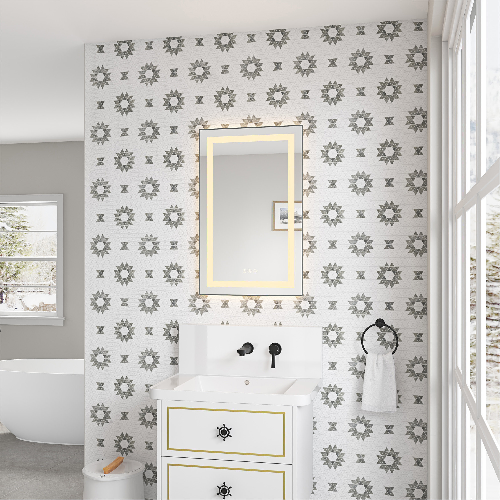 Ivy Bronx Versatile Bathroom LED Mirror With Advanced Functions For ...