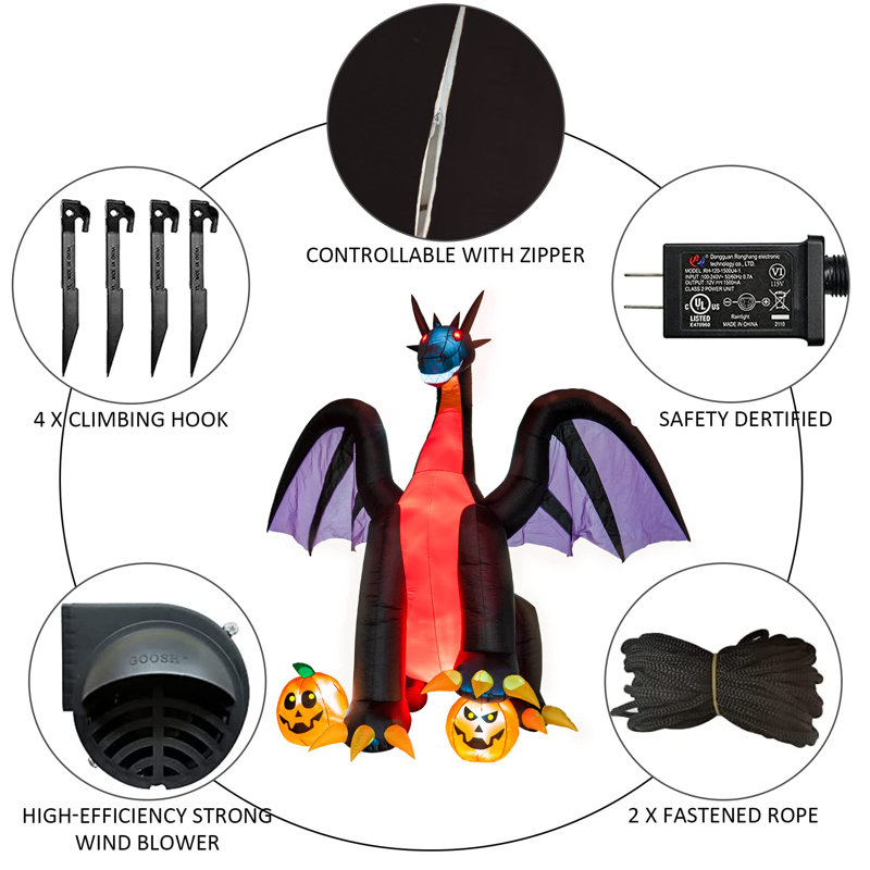 The Holiday Aisle® 8 FT Halloween Inflatables Decorations, Animated ...