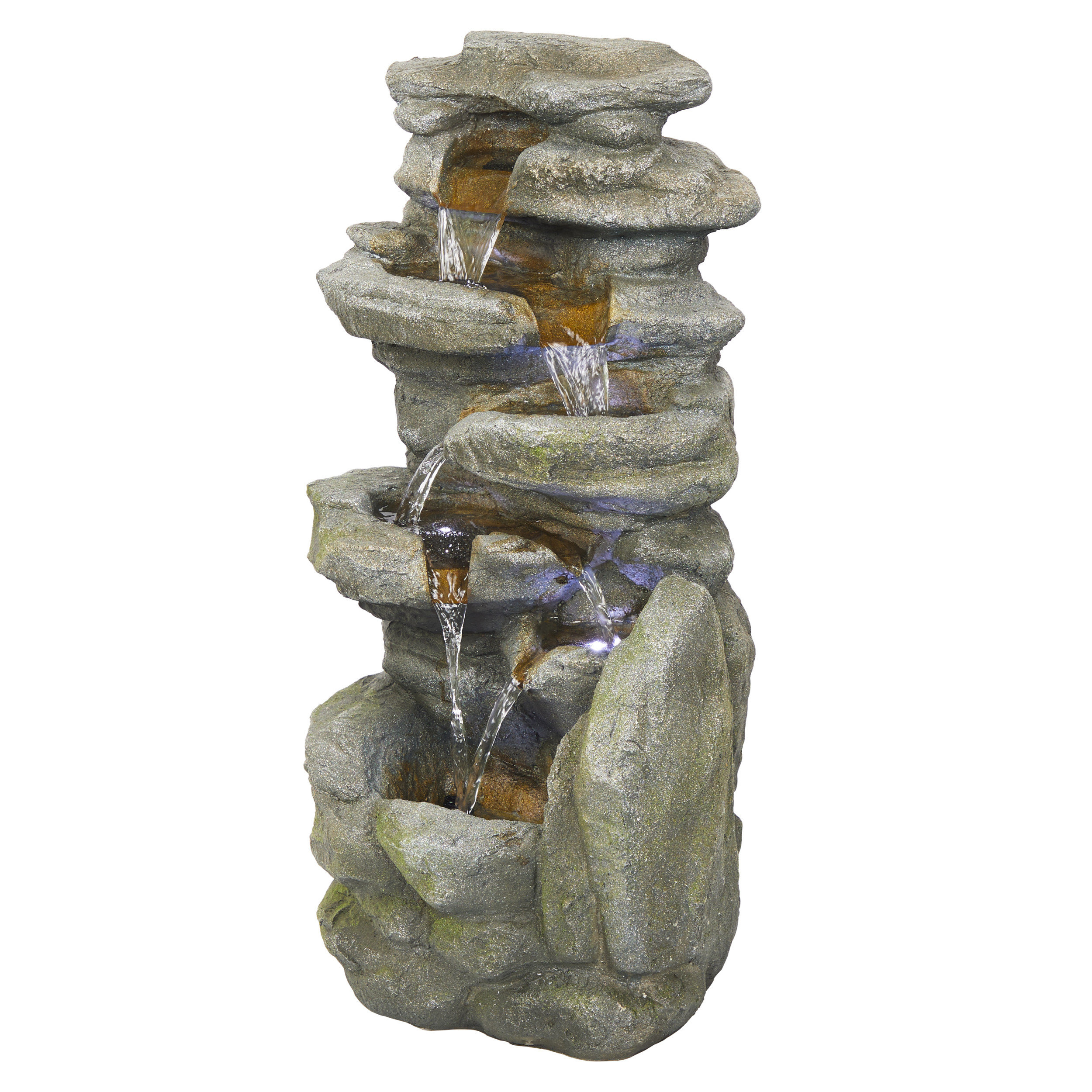 Union Rustic Waterfall Fountain with White LED | Wayfair