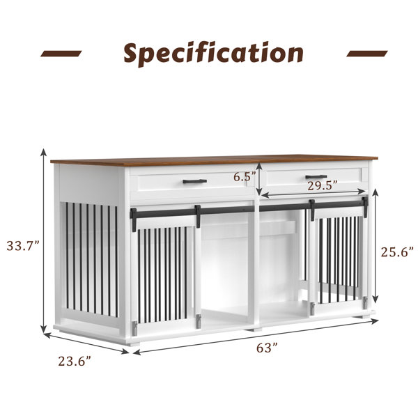 Tucker Murphy Pet™ Large Dog Crate Furniture With 2 Drawers And Divider ...