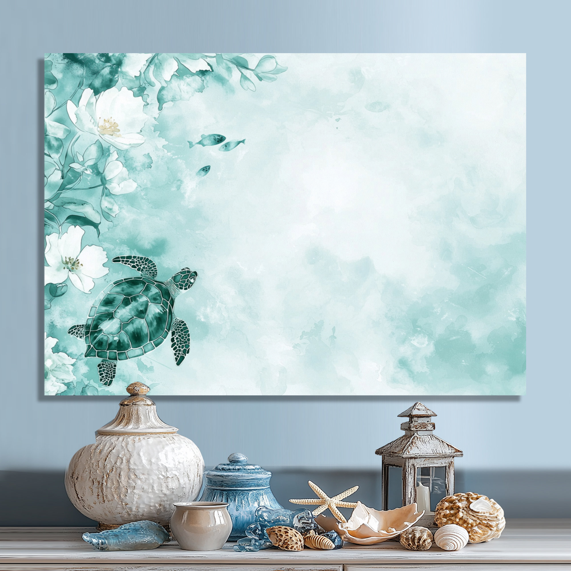 Dovecove Turtle Swimming In The Mediterranean I - Turtle Wall Art | Wayfair