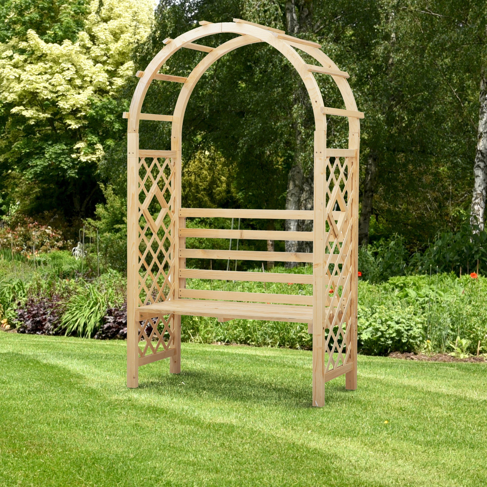 KJETHKEY 47.25" W x 21.75" D Solid Wood Arbor with Bench | Wayfair