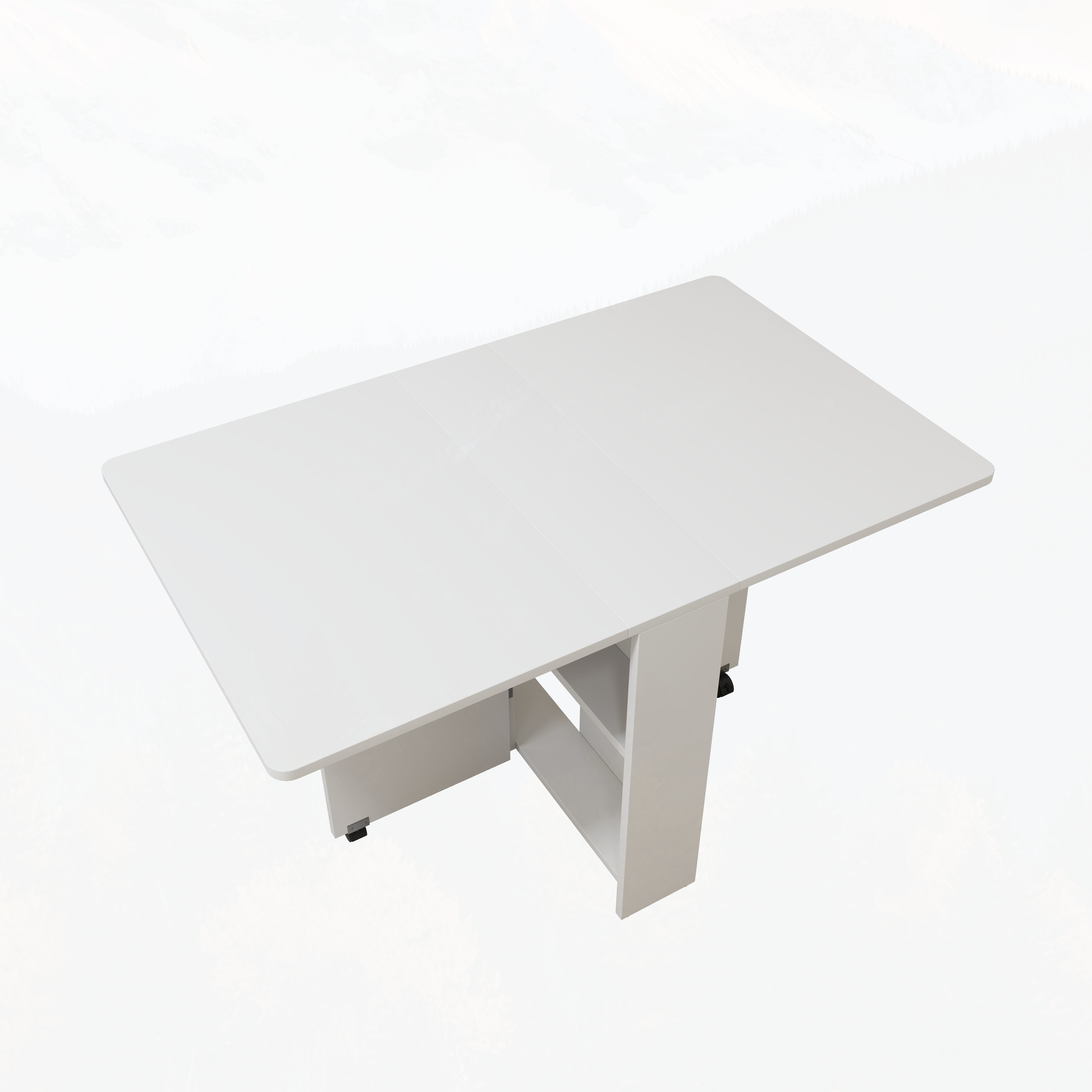 Ebern Designs Fully unfolded 51.18 inches white foldable table ...