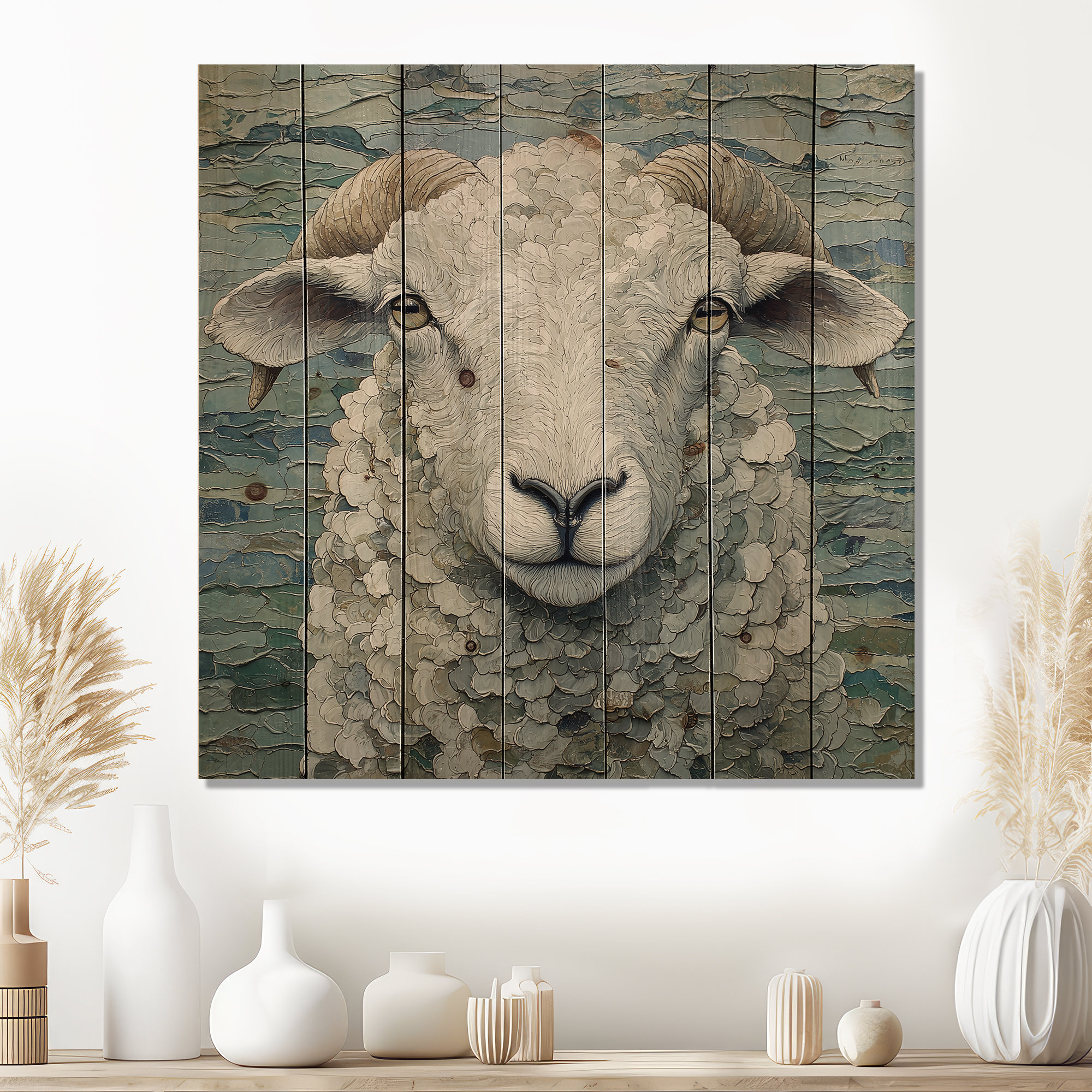 Ophelia & Co. Ewes Gaze Of Sheep Portrait - Sheep Wood Wall Decor - On ...