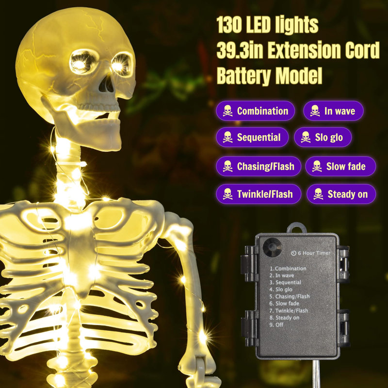 The Holiday Aisle® Light Up Posable Halloween Skeleton Duo - 40 Inches ...