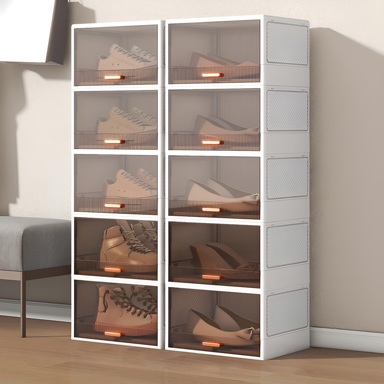 Infinitee Green Foldable Flip-Top Shoe Box, Transparent Plastic Shoe ...