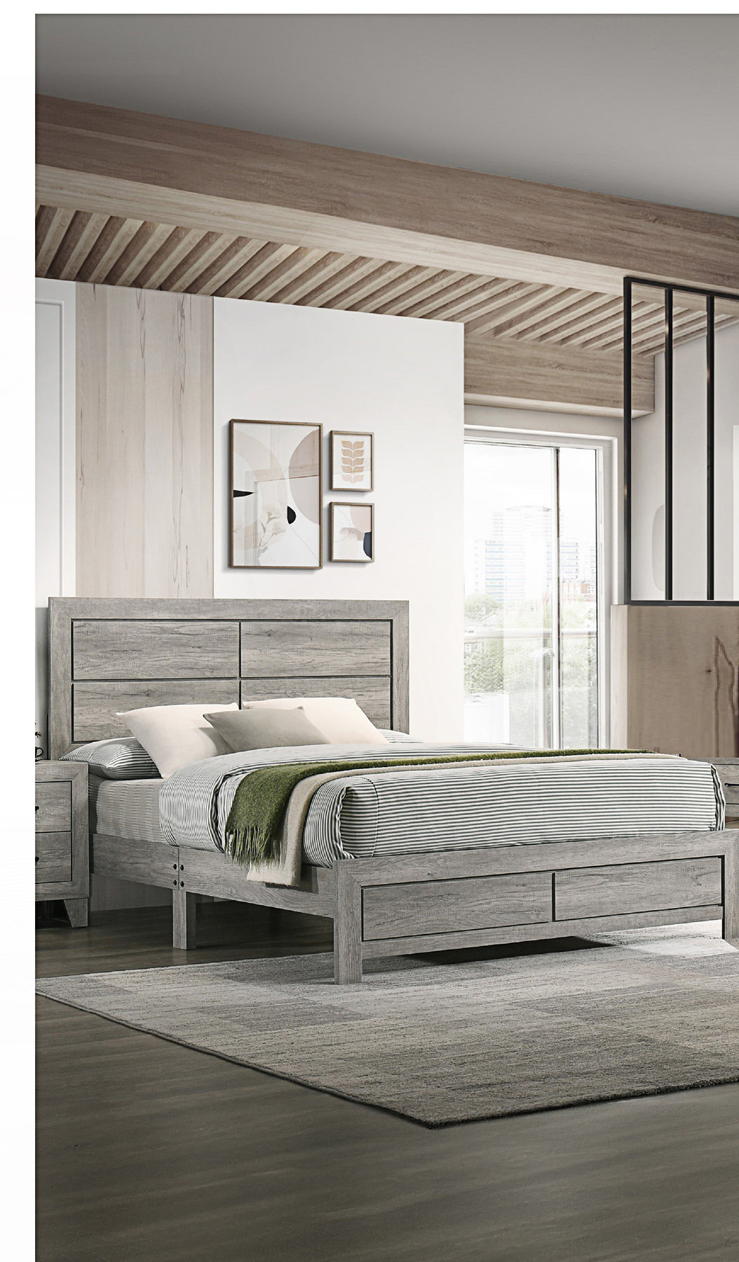 Latitude Run® 1Pc Rustic Robust Platform Bed With Clean-Lined Headboard ...