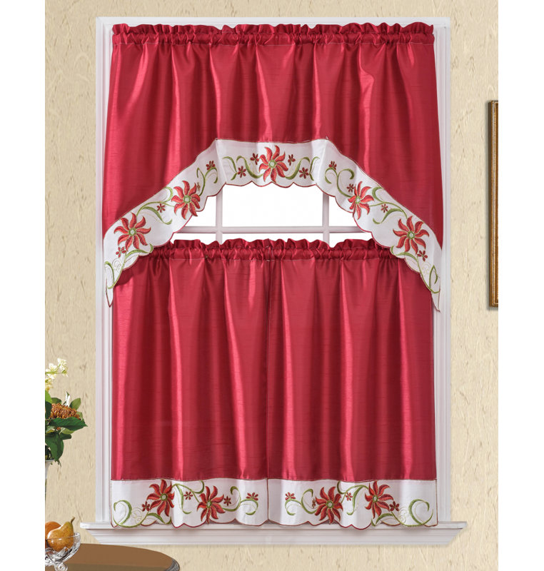 Extraordinary Red Curtains For Kitchen Images