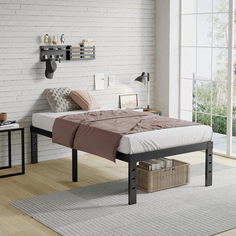 Alwyn Home Marple 16 Inch Metal Platform Bed Frame with Wood Slat ...