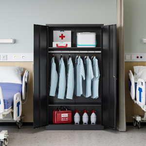 Latitude Run® 36 Inch Wide Metal Wardrobe Cabinets Storage Cabinets ...