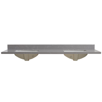 Vinnova Jaen 73'' Stone Double Vanity Top with Sink and 3 Faucet Holes ...