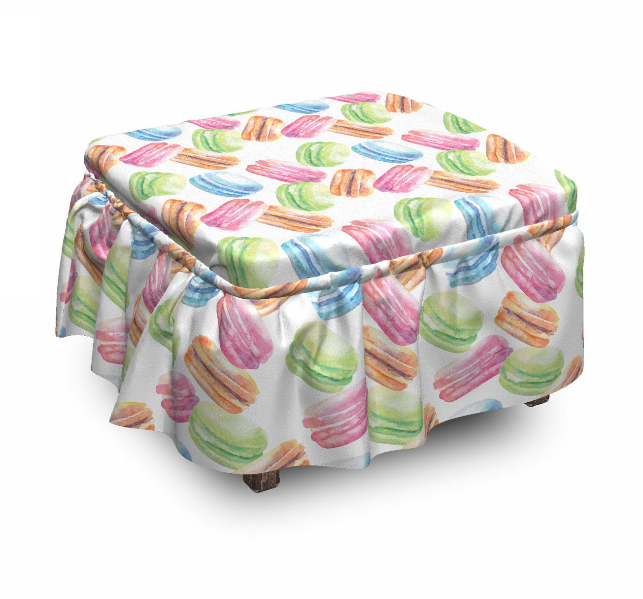 East Urban Home Flyaway Macaron Ottoman Slipcover | Wayfair