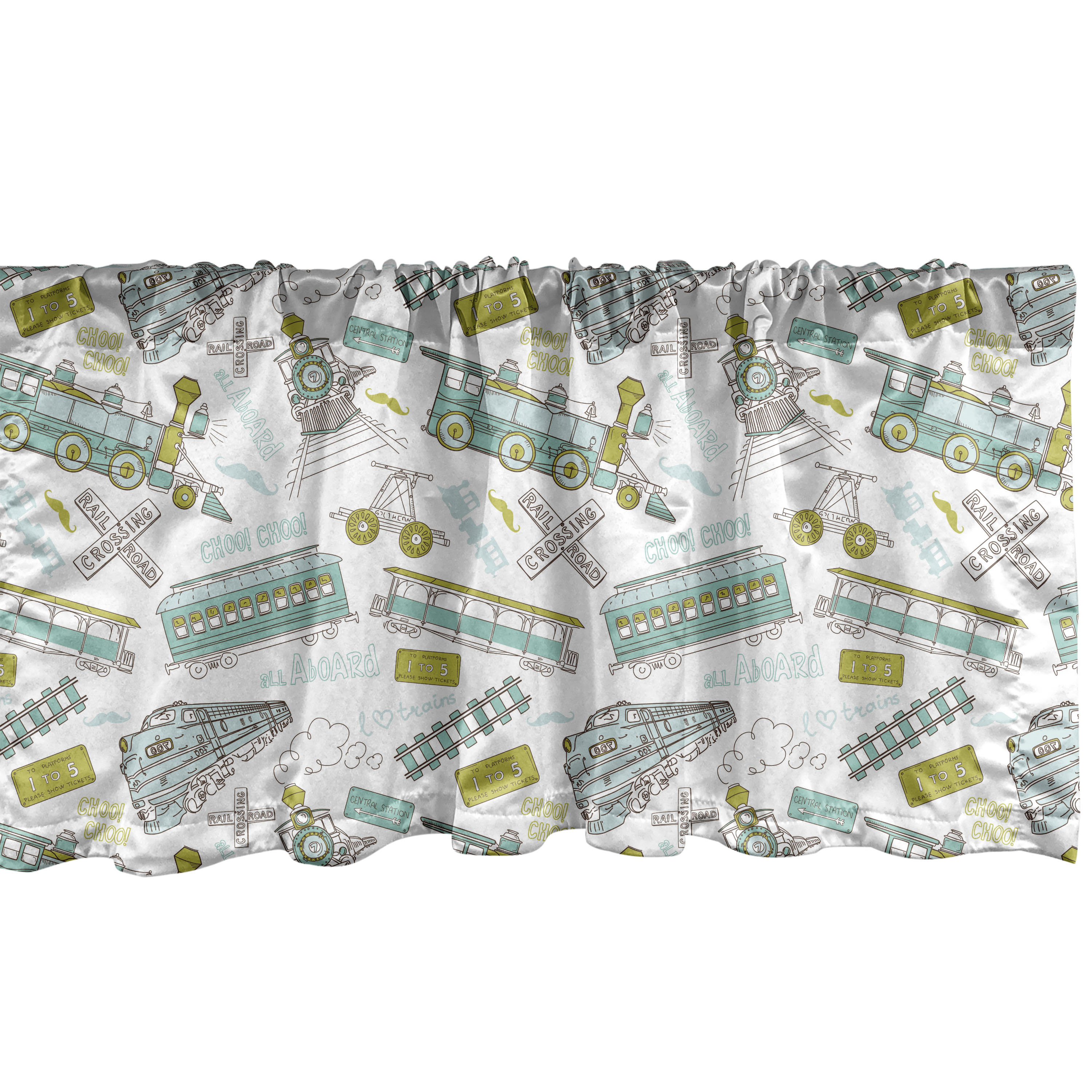 Ambesonne Steam Engine Valance Pack of 2 Train Pattern Travel - Apple ...