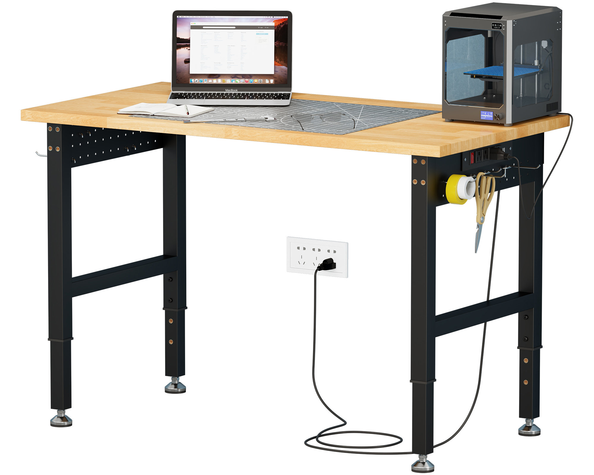 WFX Utility™ Alok 6,000-lb Capacity Adjustable Workbench with Built-In ...