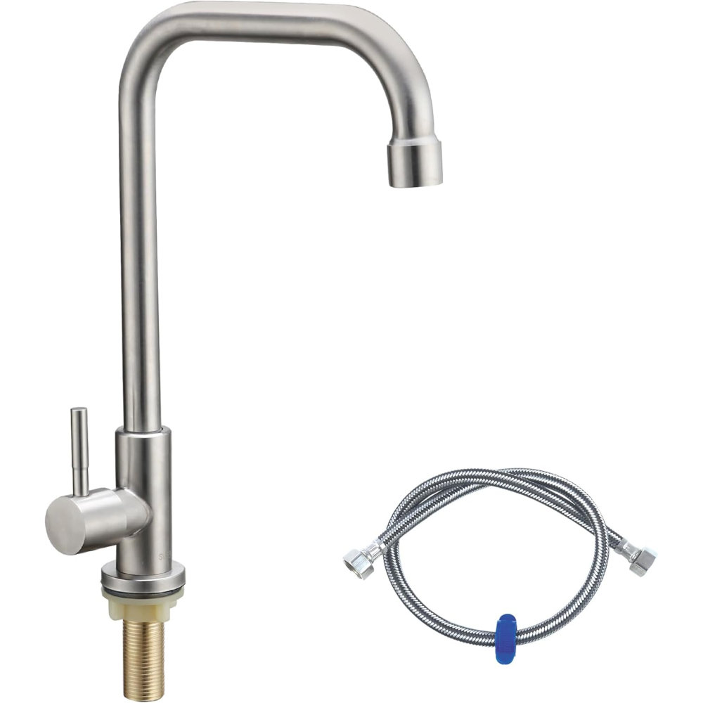 Belfry Bathroom Brushed Nickel Cold Water Only Faucet - 1-Hole 7-Shape ...