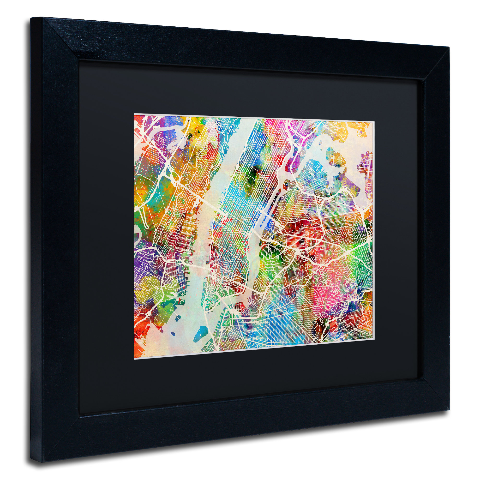 Trademark Fine Art 'New York City Street Map' Framed Graphic Art Print ...