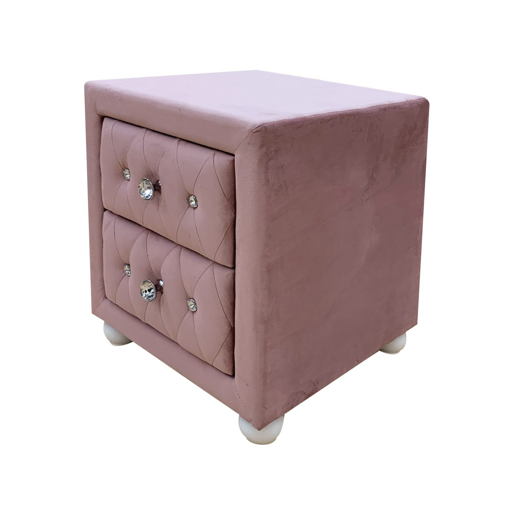 House of Hampton® Liko ACME Reggie Feminine Pink Fabric Nightstand ...