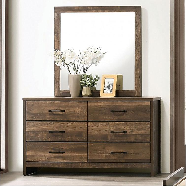 Millwood Pines Bleboo 6 - Drawer Dresser with Mirror | Wayfair