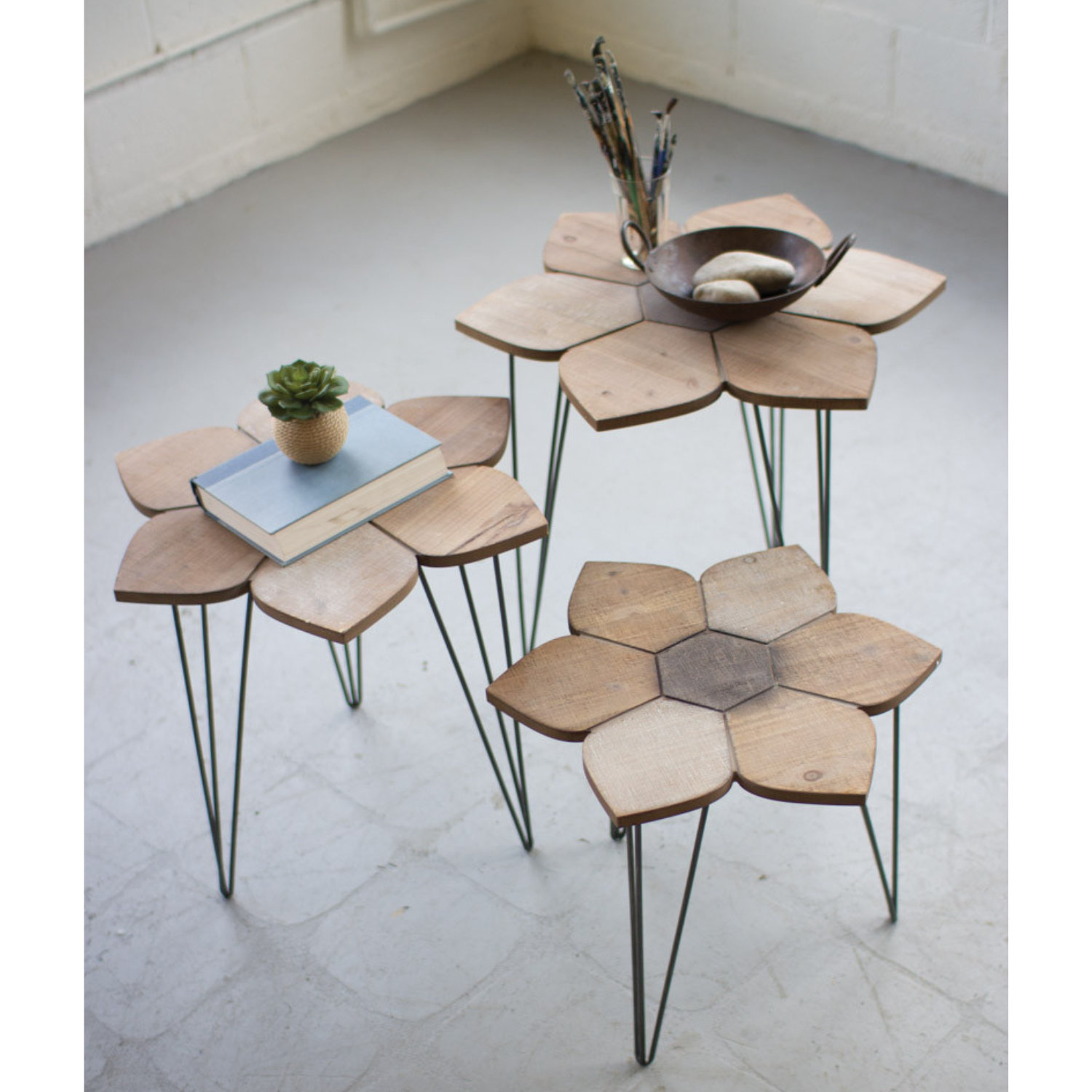 Millwood Pines Asharie Solid Wood 3 Legs End Table Set - Wayfair Canada