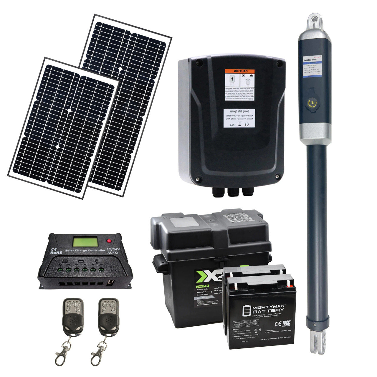 ALEKO Single Swing Gate Operator - GG850/AS850 AC/DC - Solar Kit 50W ...