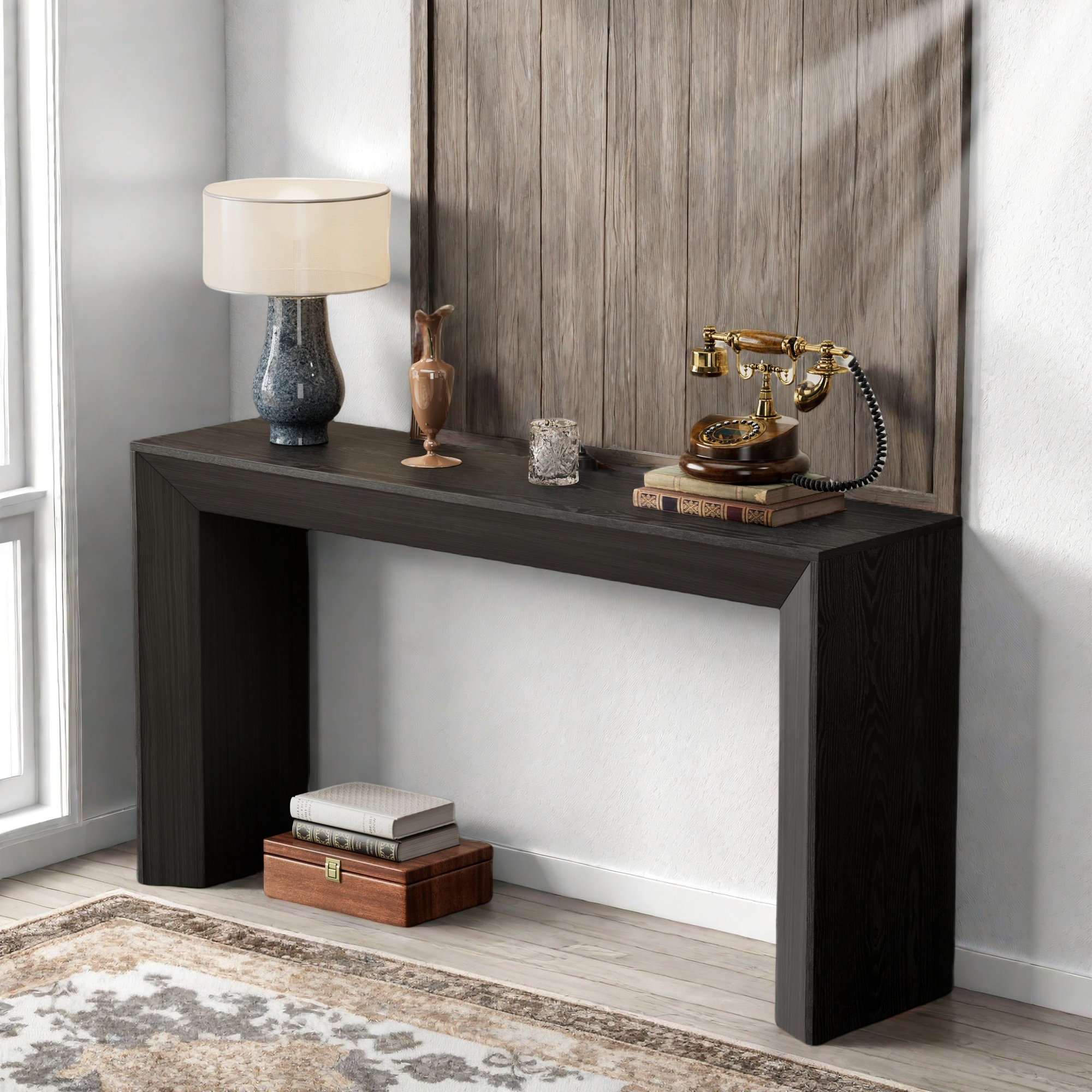 Ebern Designs Elegant Console Table With Natural Grain Patterns And ...