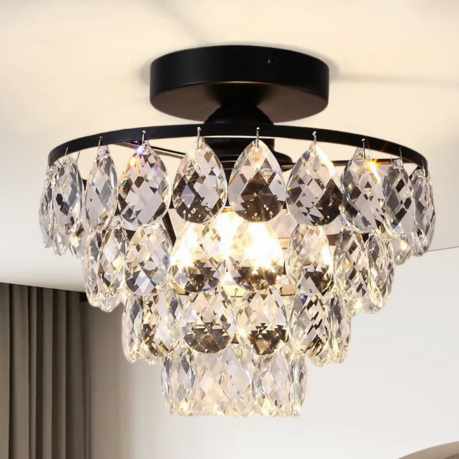 Mercer41 Daugherty Mini Crystal Chandelier Ceiling Light Small, Modern ...