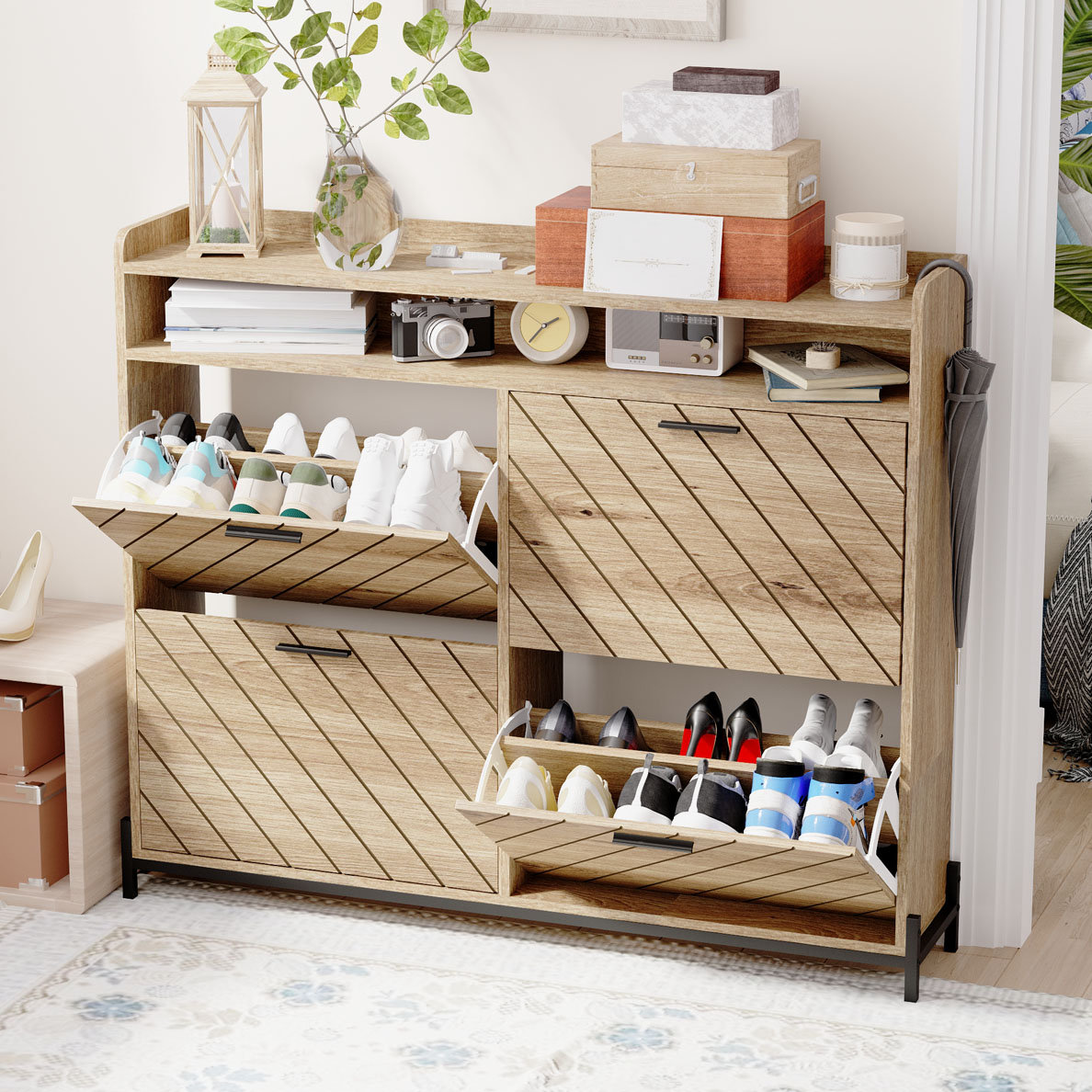 Everly Quinn Shoe Storage Cabinet,shoe rack organizer cabinet - Wayfair ...