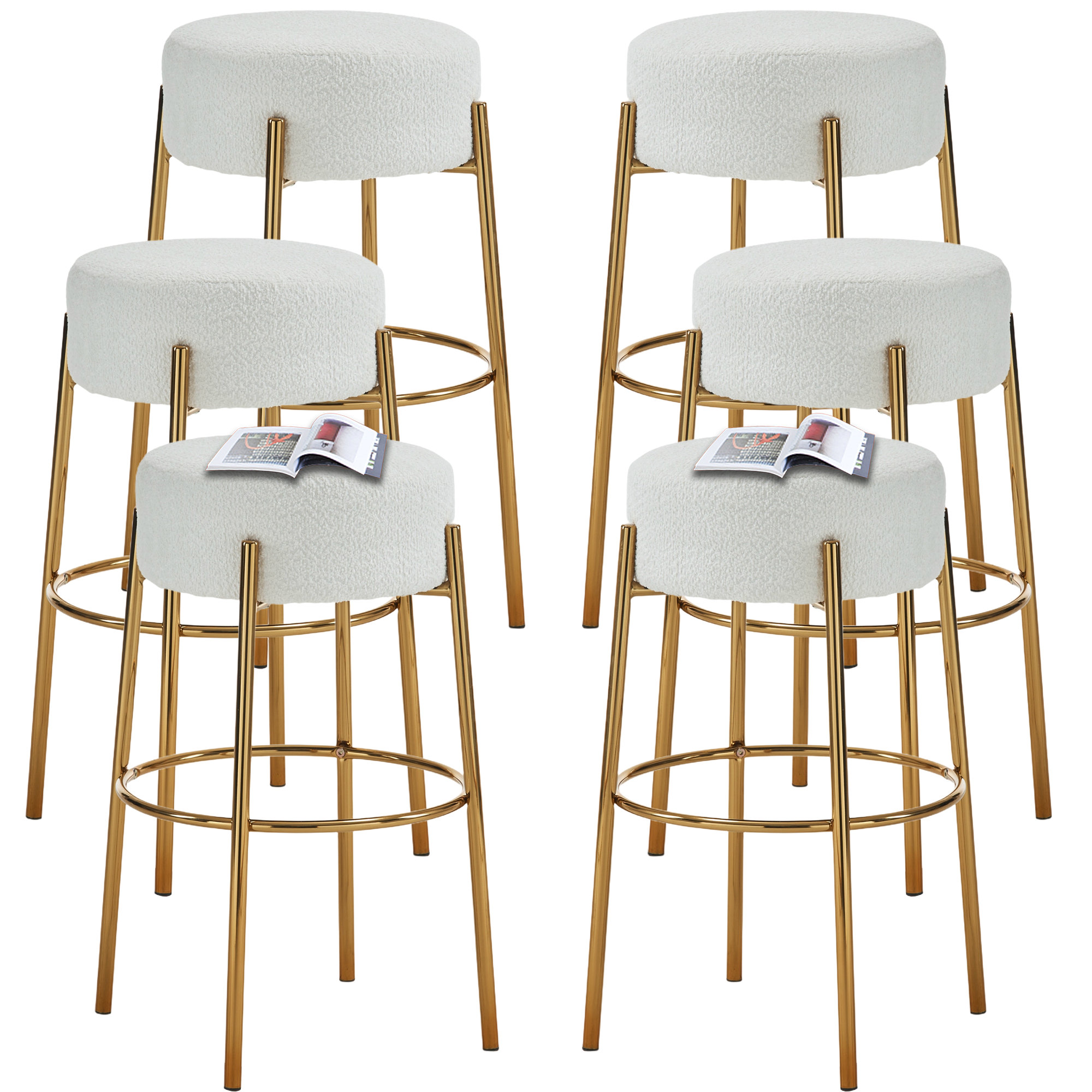 Blu Aired Merch Contemporary Round High Bar Stools (Set of 6) | Wayfair