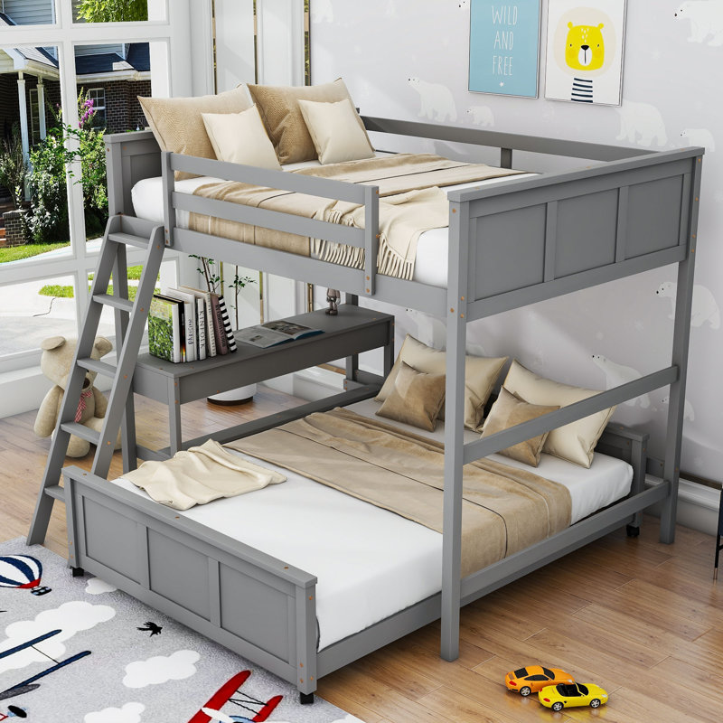 Harriet Bee Janush Wood Bunk Bed with Desk and Drawers | Wayfair
