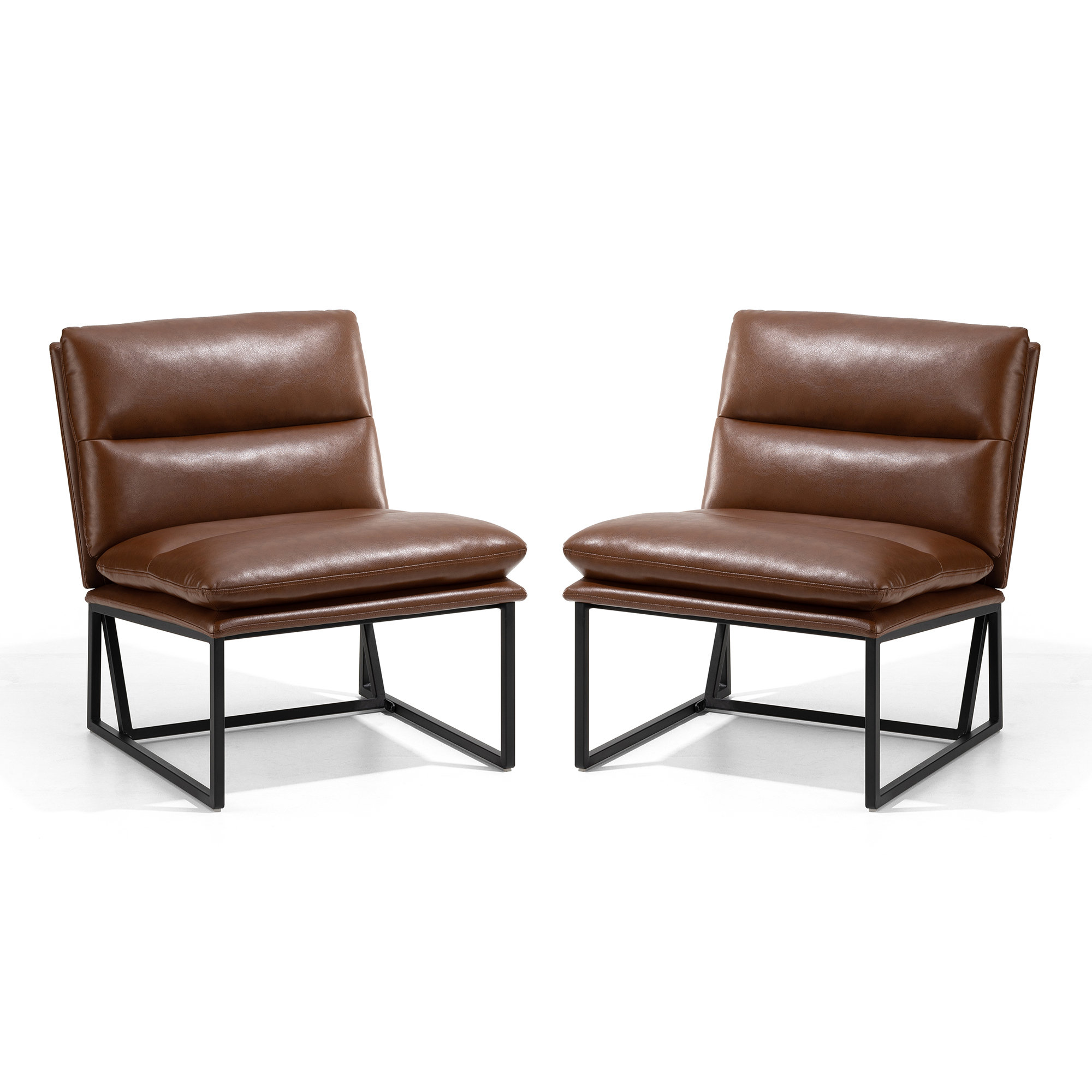 Latitude Run® Set Of 2 Modern Beige Thick Leatherette Accent Chair ...