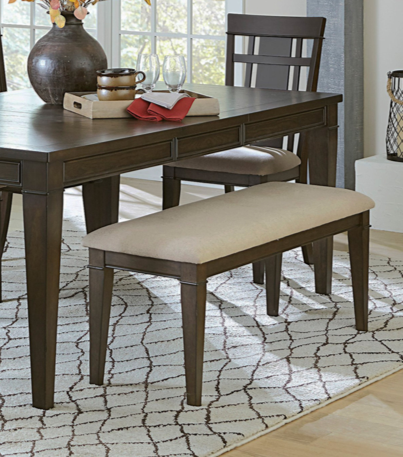 Red Barrel Studio Finish 48-Inch Bench 1Pc Fabric Upholstered Seat ...