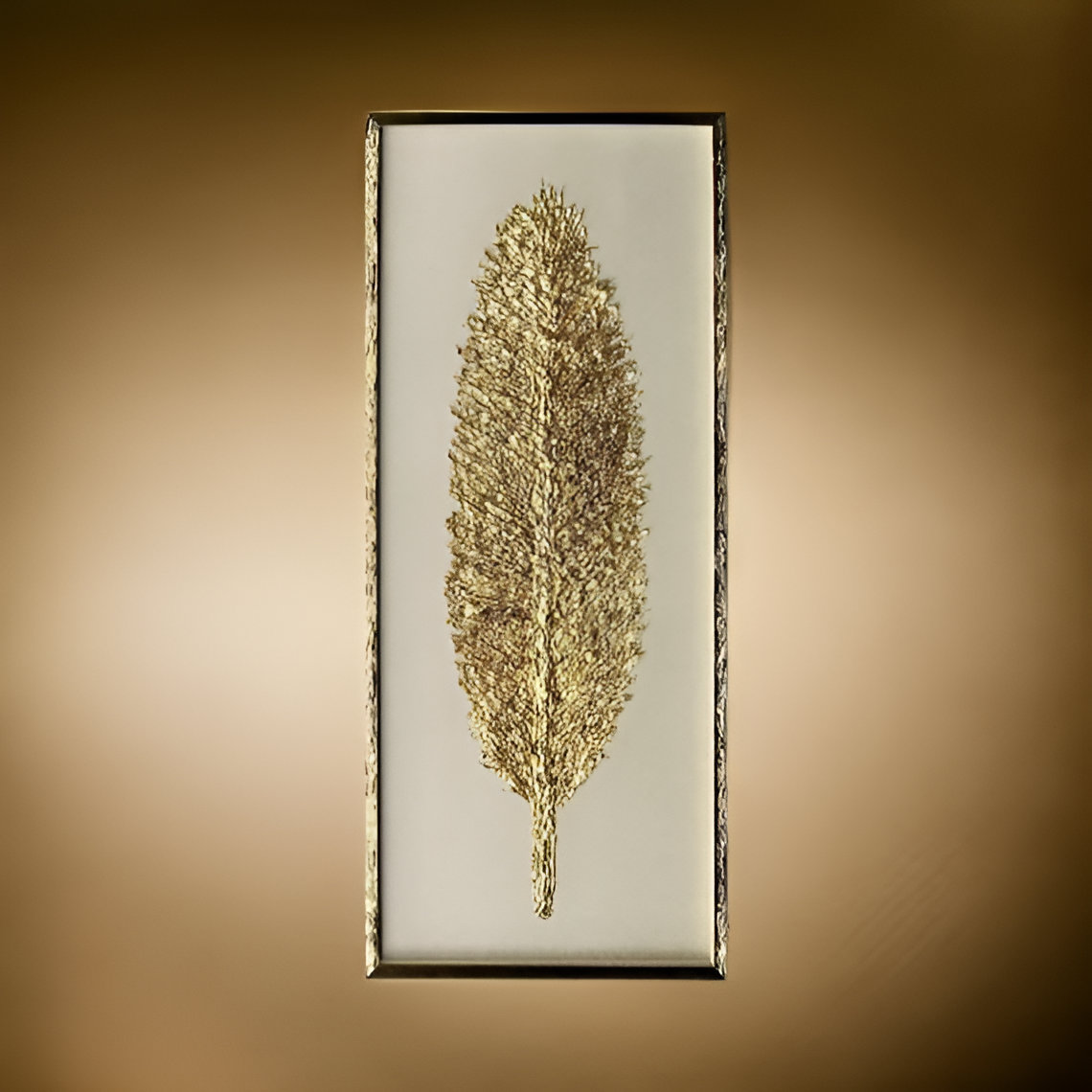 Light Interiors Golden Leaf Brown Background Shadow Box With Golden PS ...