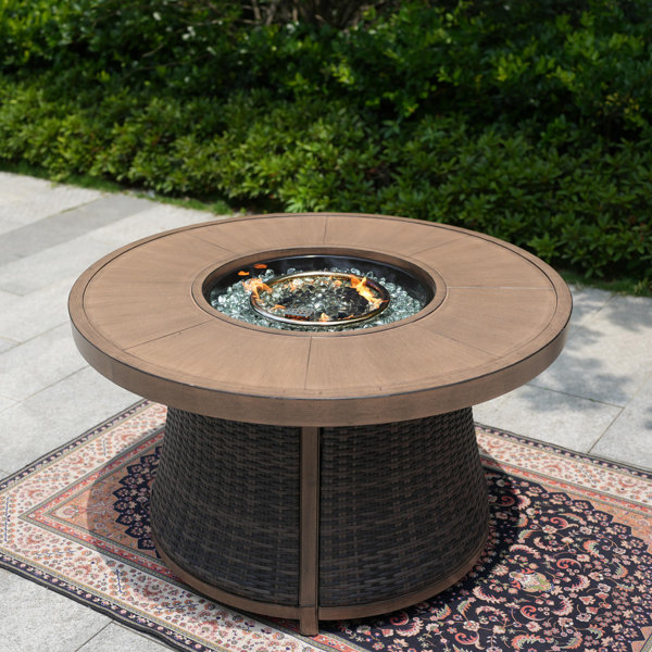 Lark Manor Areefa Round Propane Smokeless Fire Pit Table with Hidden ...