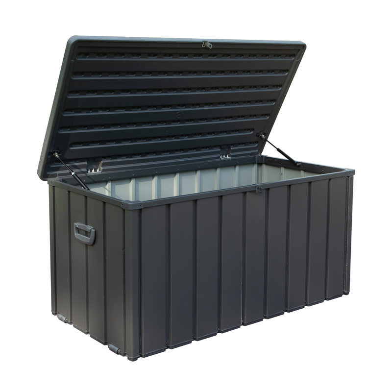 Domi Louvered Deck Box 100 Gallons Water Resistant Lockable with Wheels ...
