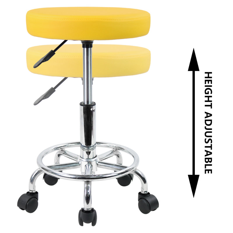 Inbox Zero PU Leather Round Rolling Height Adjustable Lab Stool ...