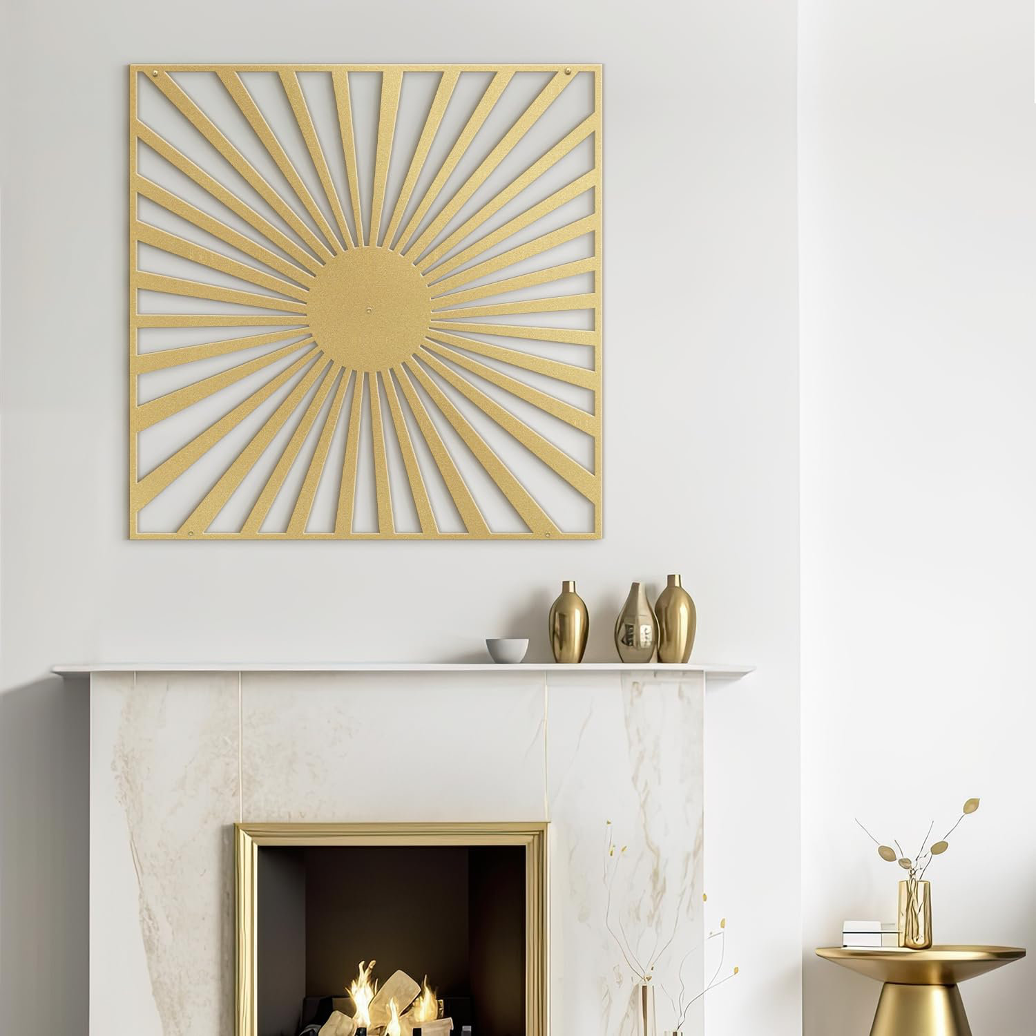 SIGNLEADER Sun Rays Burst, Black Gold Metal Wall Accent, Minimalist ...