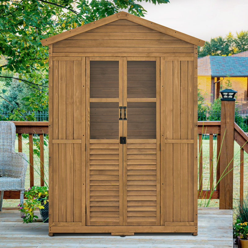 Newacme LLC Outdoor Storage Wooden Tool Shed, Waterproof Outside ...