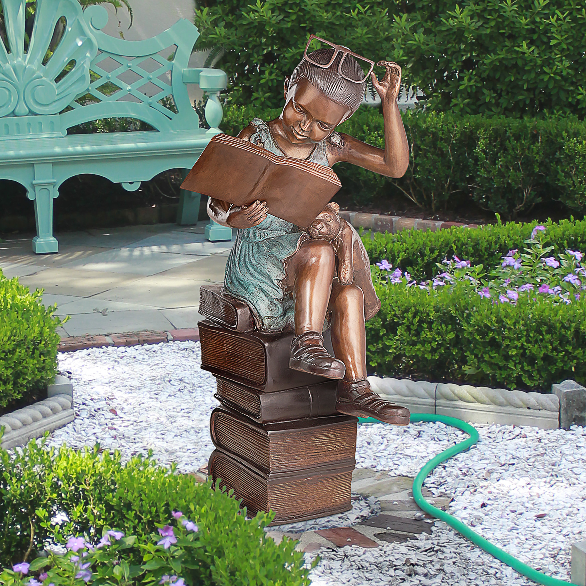 Design Toscano Book Loving Betty Reading Girl Bronze Statue | Wayfair