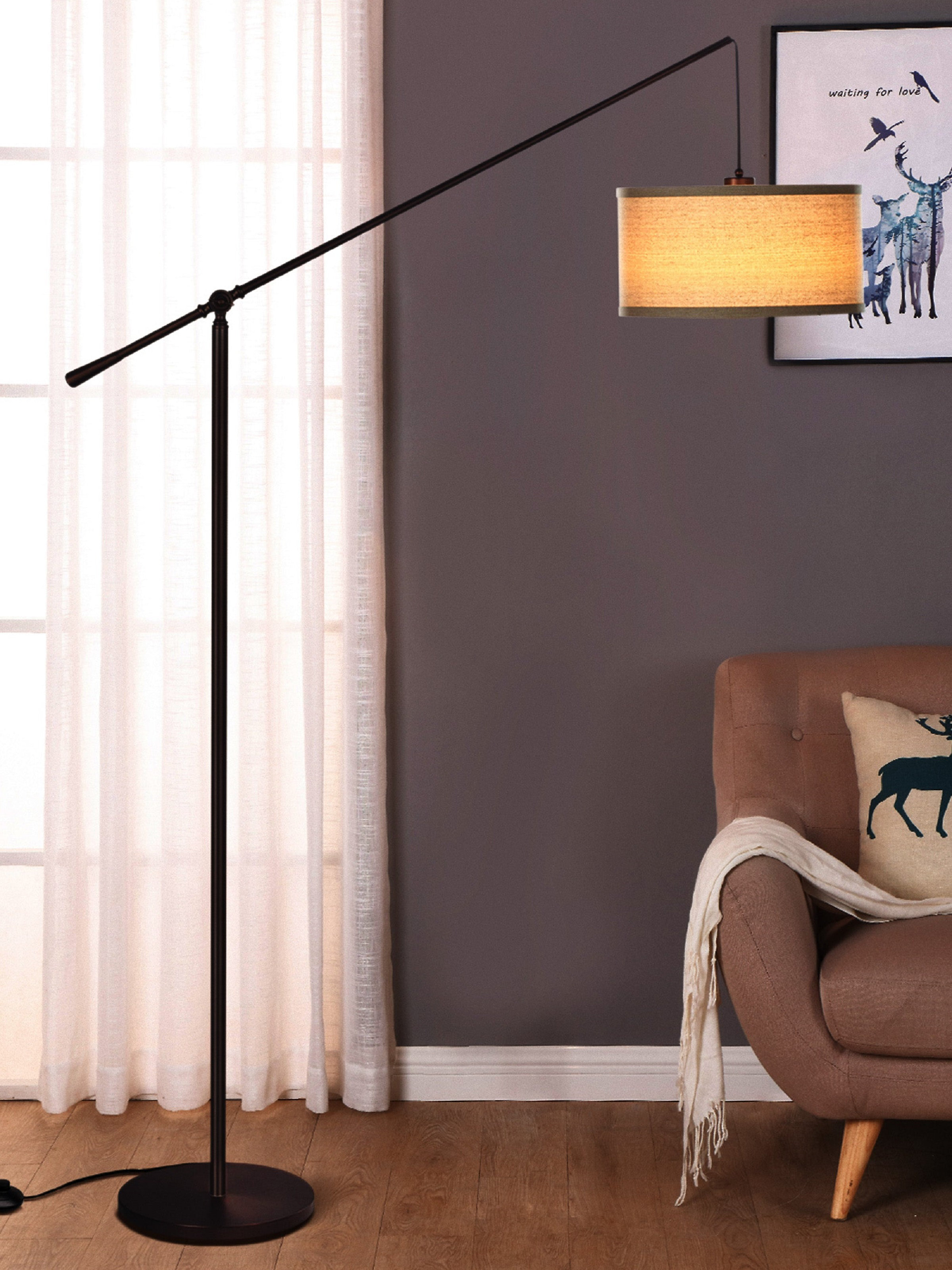 Brightech Hudson 70 in. Modern Height Adjustable LED Floor Lamp with ...