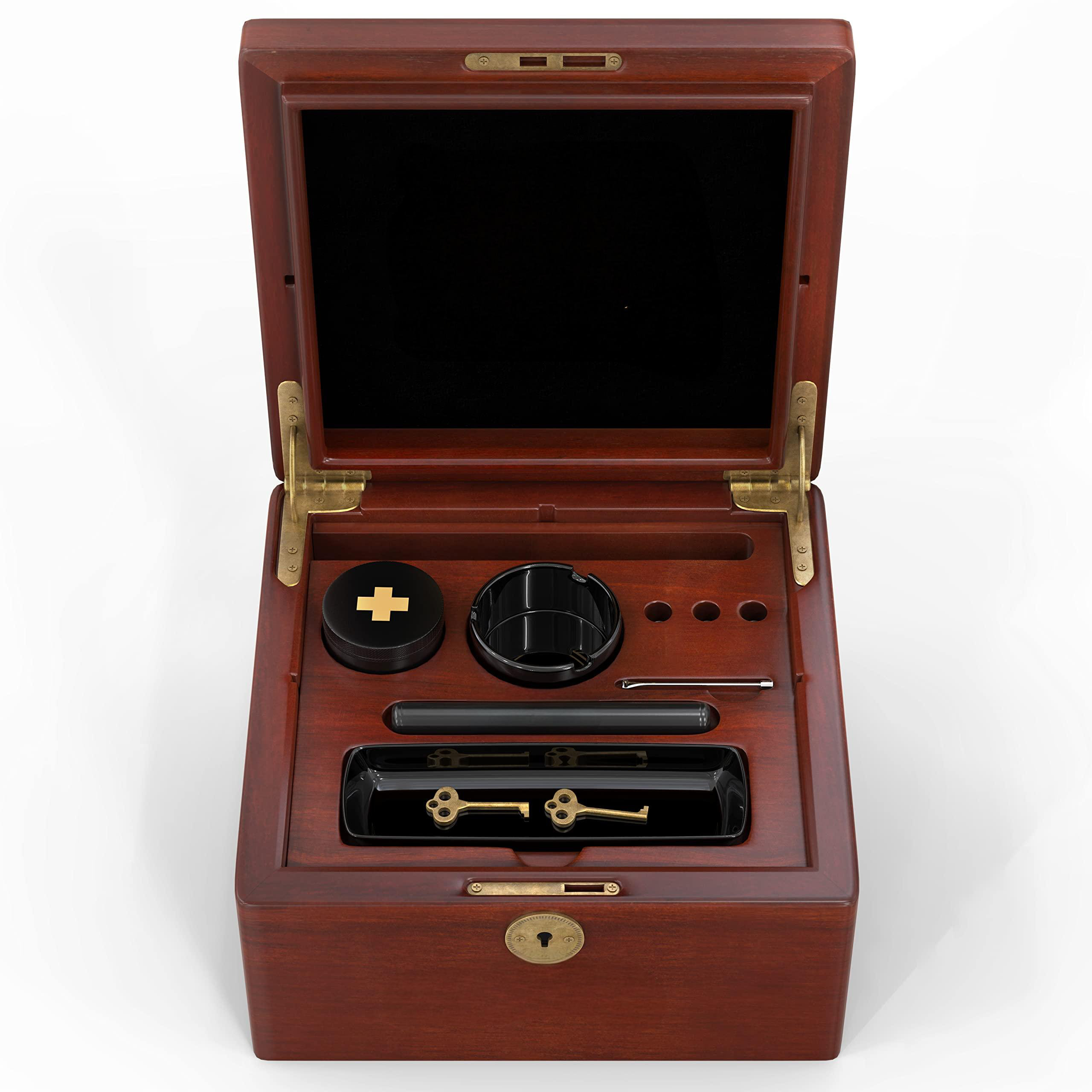 Lark Manor Wooden Storage Box Decorative Lock Box With Key Removable ...