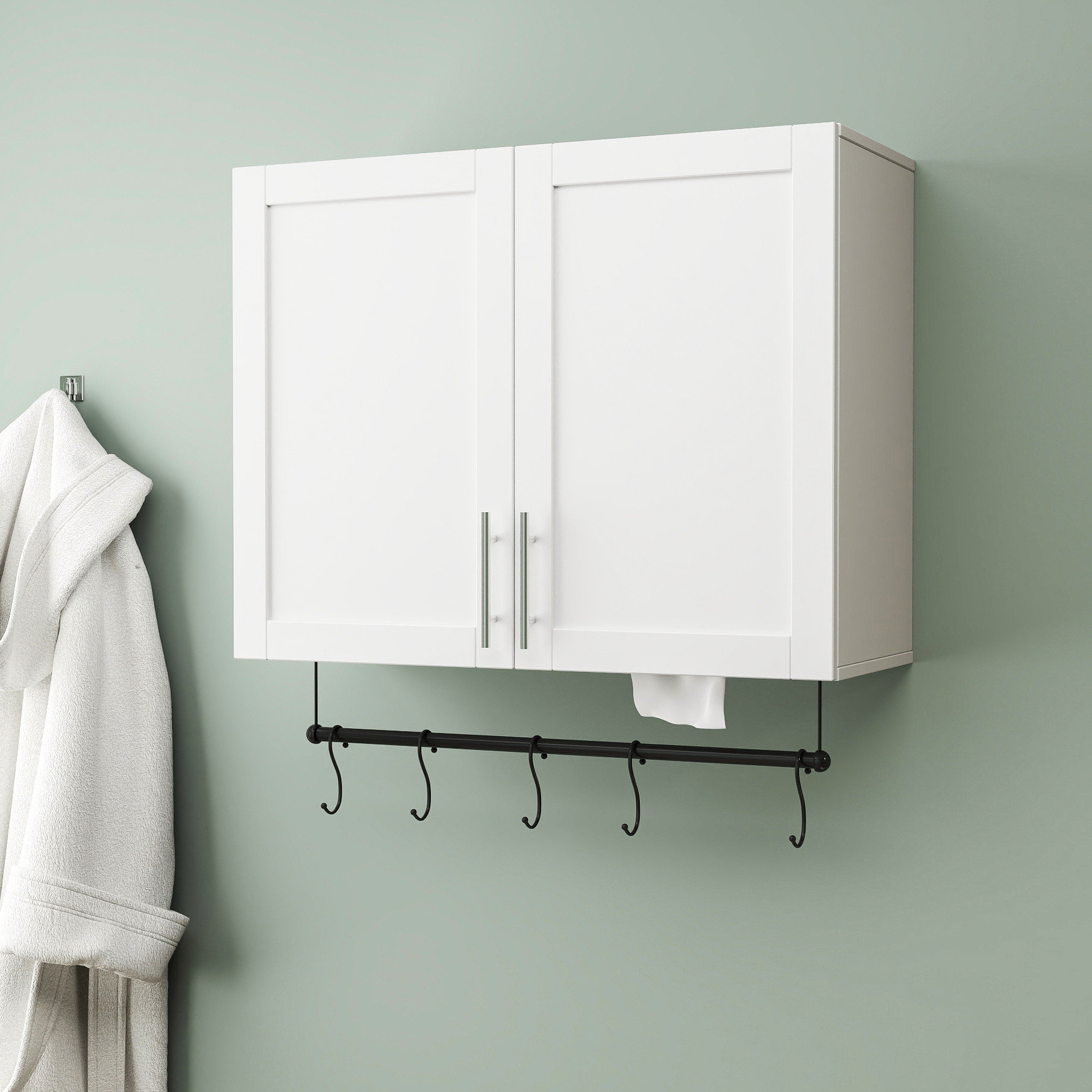 Latitude Run® Over Toilet Bathroom Wall Cabinet In White - Adjustable ...